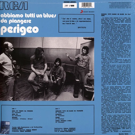 Perigeo - Abbiamo Tutti Un Blues Da Piangere Blue Vinyl Edition - Vinyl ...
