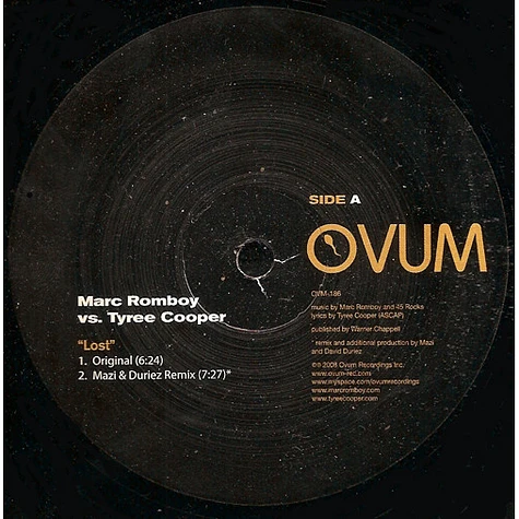 Marc Romboy vs. Tyree Cooper - Lost - Vinyl 12" - 2008 - US - Original ...