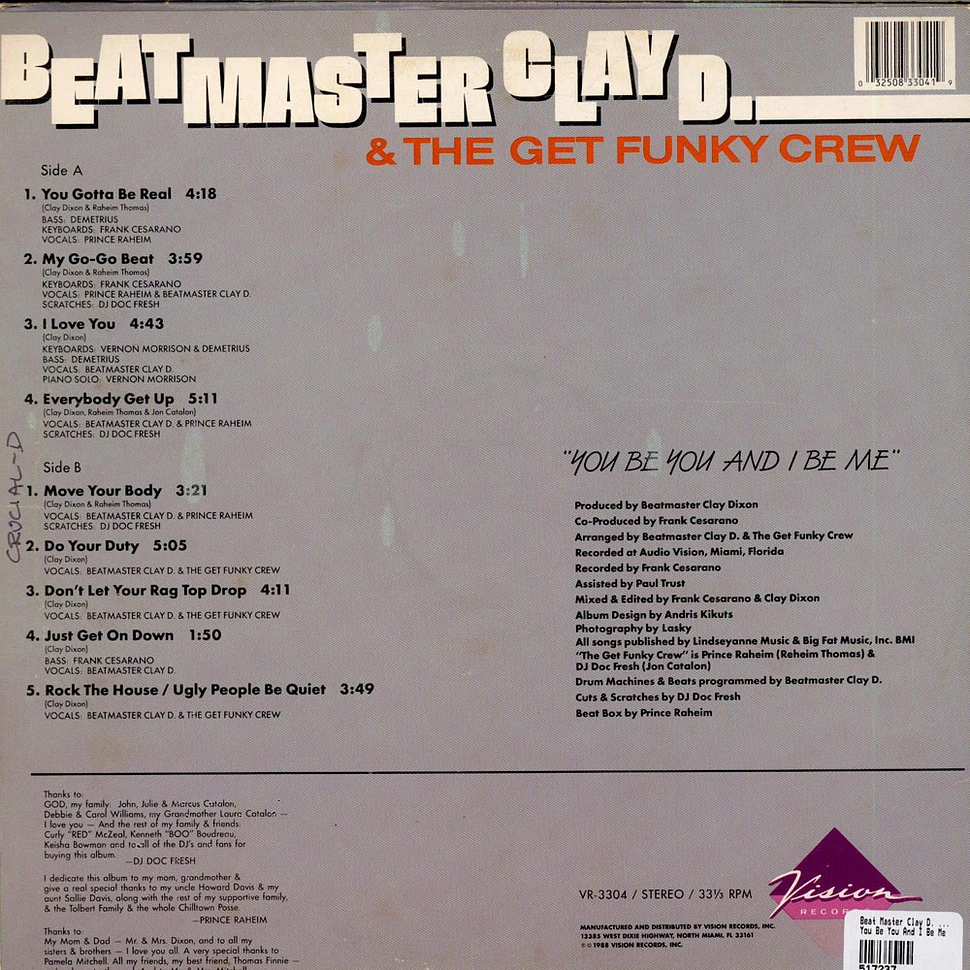 Beat Master Clay D. & The Get Funky Crew - You Be You And I Be Me ...
