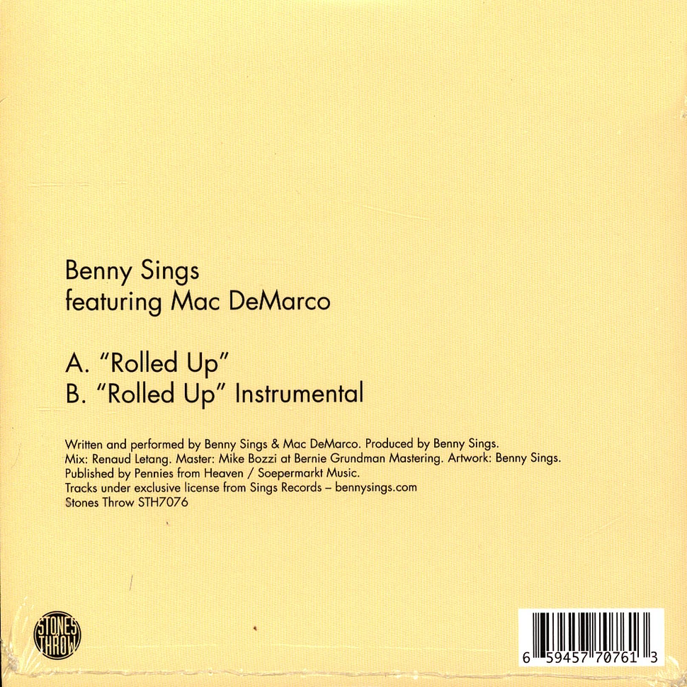 Benny Sings & Mac Demarco - Rolled Up Colored Vinyl Edition - Vinyl 7 ...