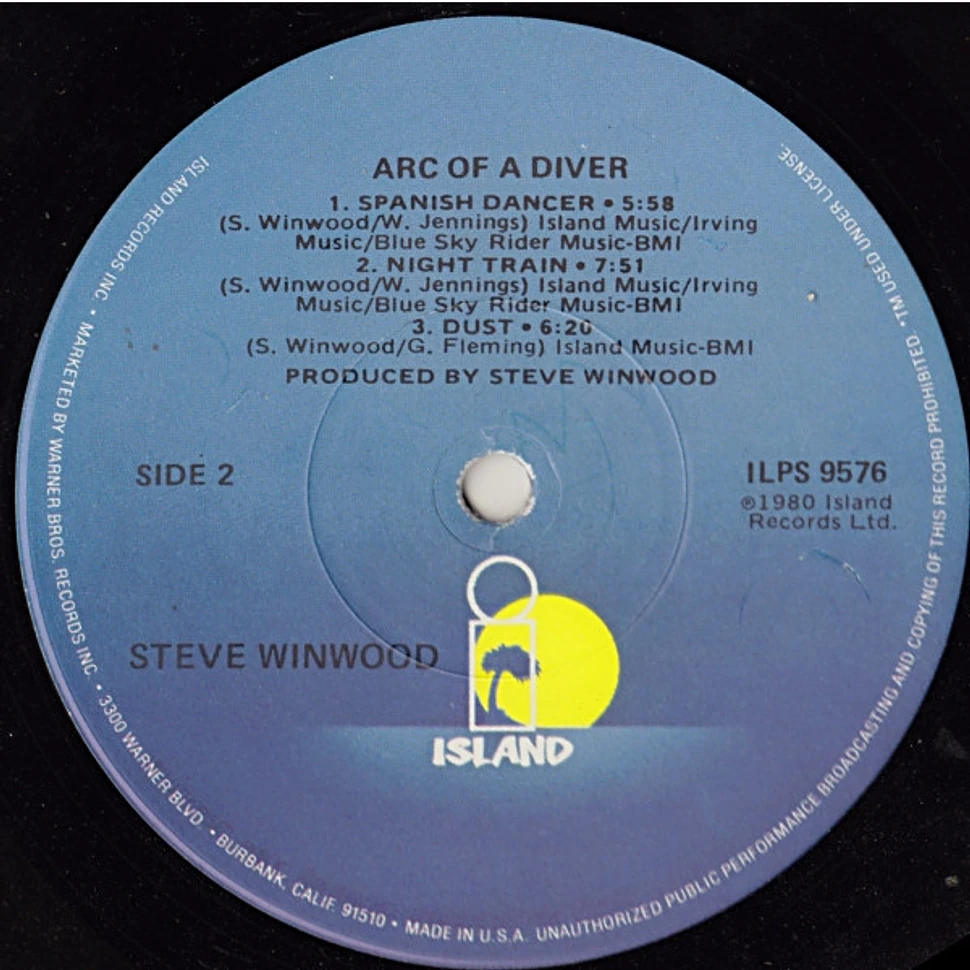 Steve Winwood - Arc Of A Diver - Vinyl LP - 1980 - US - Original | HHV