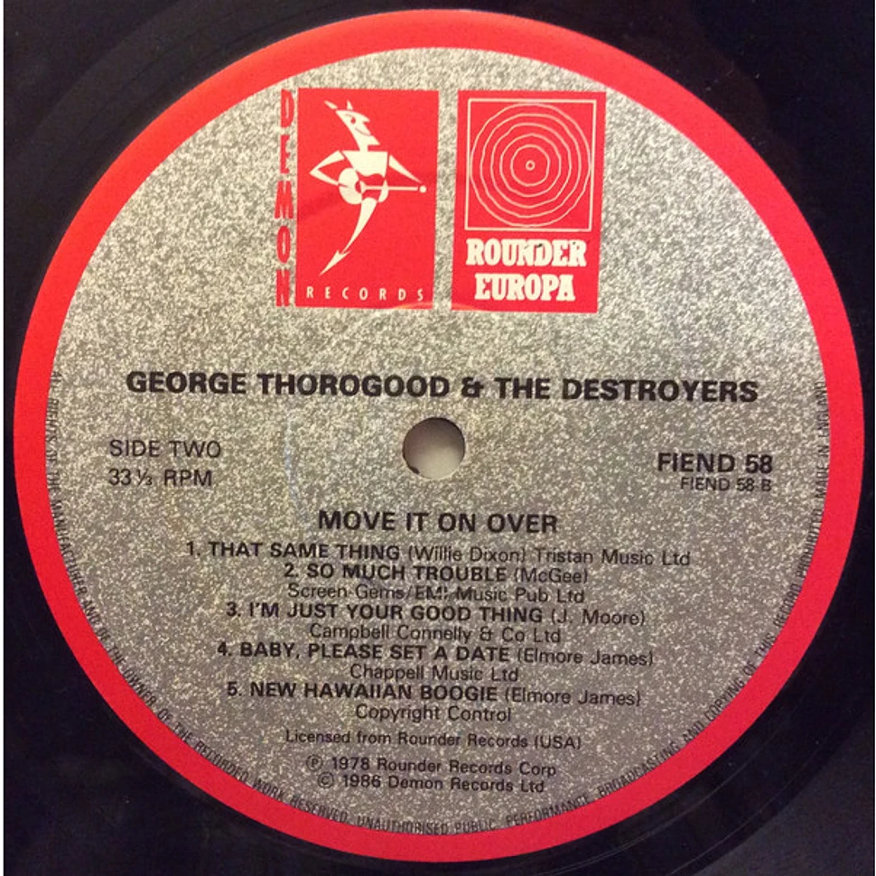 George Thorogood & The Destroyers - Move It On Over - Vinyl LP - 1978 ...