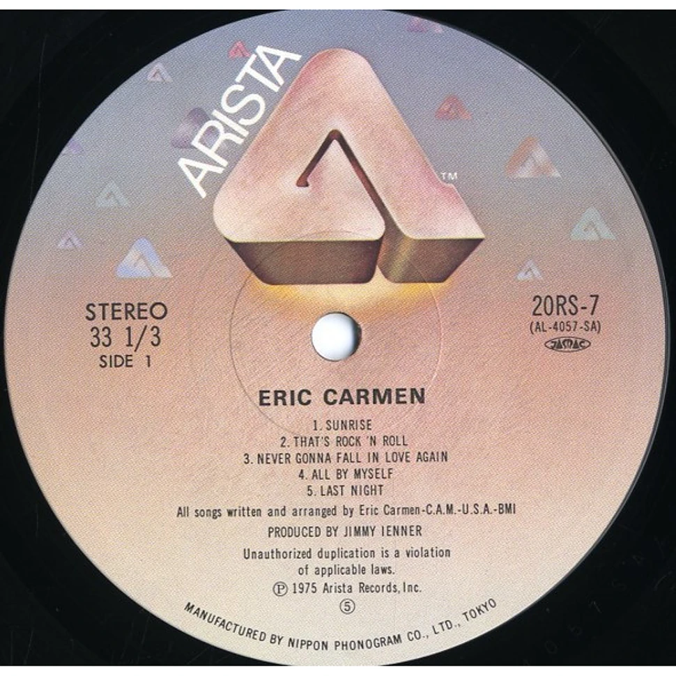 Eric Carmen - Eric Carmen - Vinyl LP - 1982 - JP - Reissue | HHV