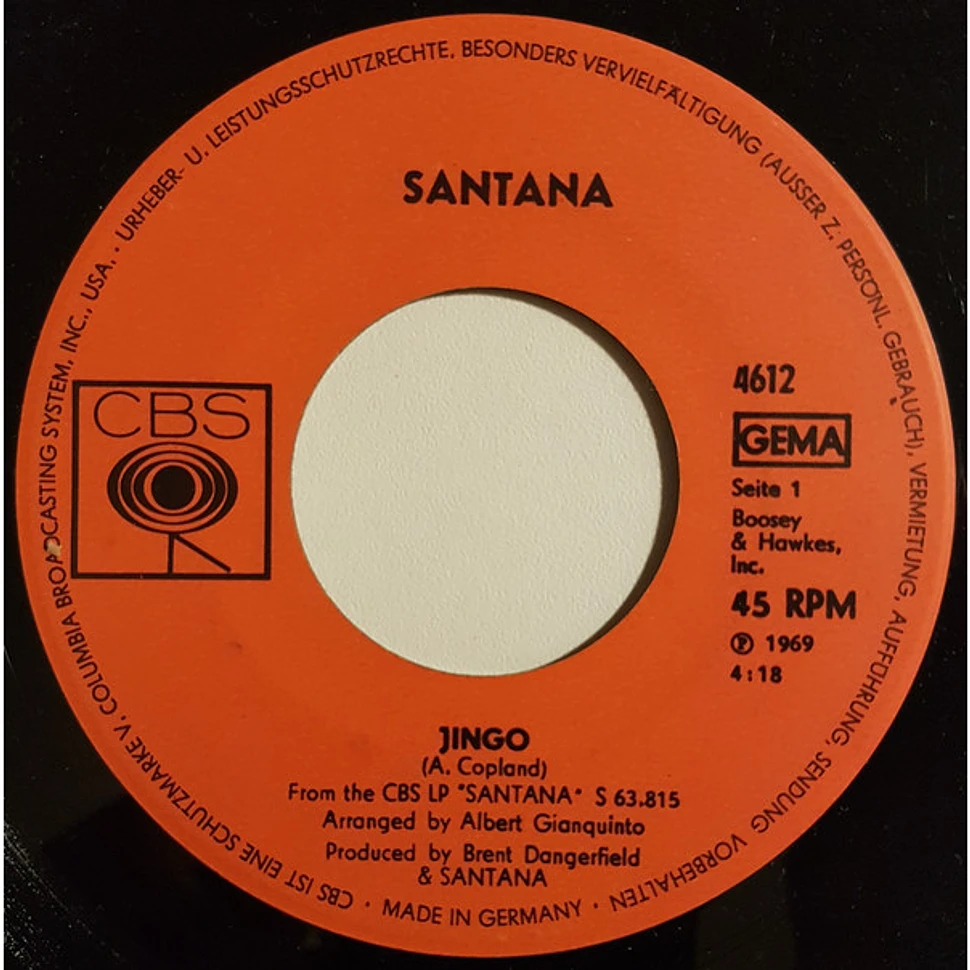 Santana - Jingo - Vinyl 7" - 1969 - DE - Original | HHV