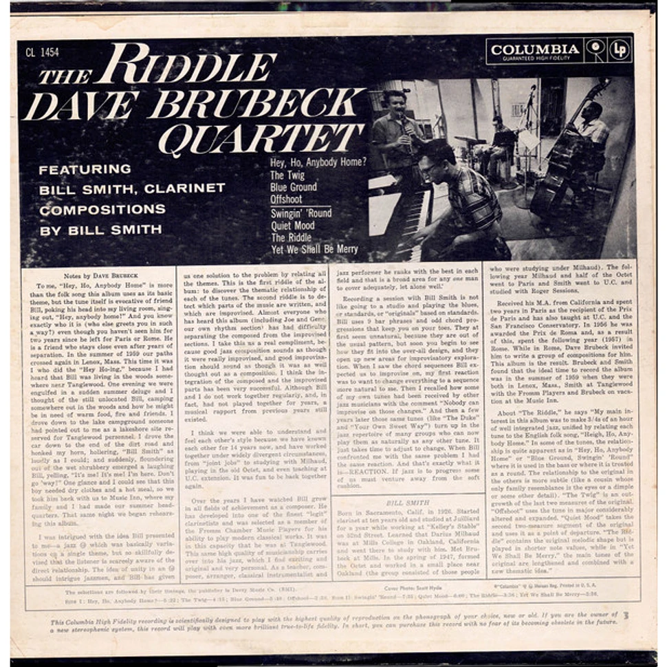 The Dave Brubeck Quartet - The Riddle - Vinyl LP - 1960 - US - Original ...