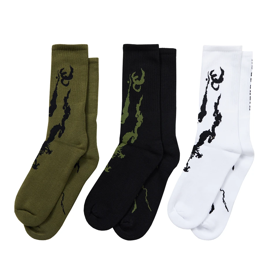 Maharishi - Bonsai Dragon Sport Socks 3 Pack (Style:) | HHV