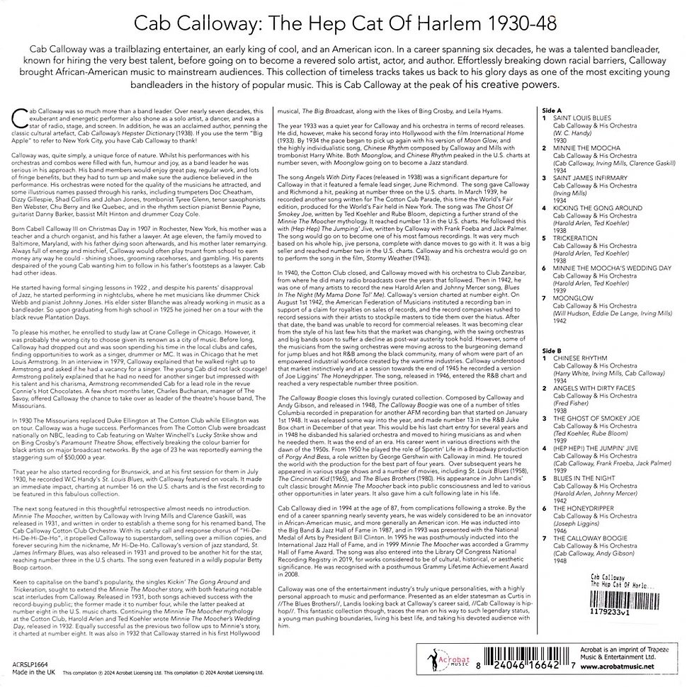 Cab Calloway - The Hep Cat Of Harlem: 1930-48 - Vinyl LP - 2024 - EU ...