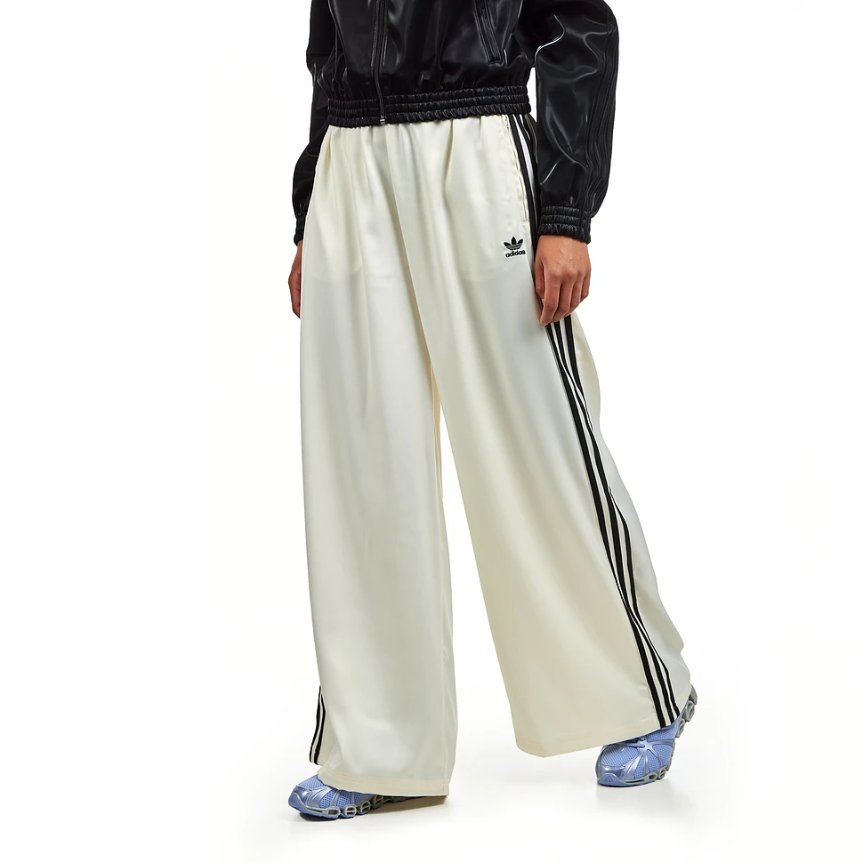 adidas - Adicolor Satin Wide Leg Track Pants (Cream White / Black) | HHV