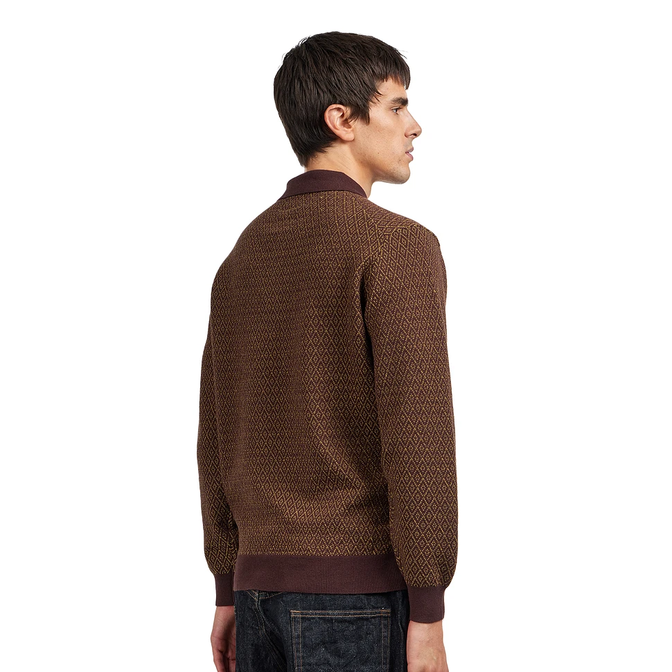 Beams Plus - Knit Polo Diamond Pattern (Brown) | HHV
