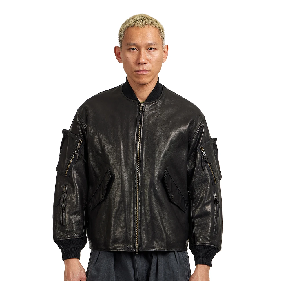 Beams Plus - Mil Flight Jacket Leather (Black) | HHV