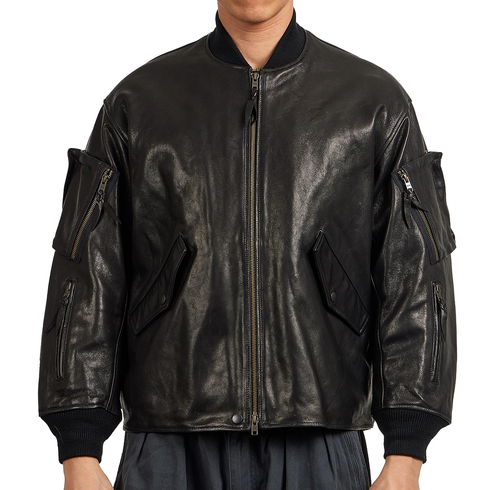 Beams Plus - Mil Flight Jacket Leather (Black) | HHV