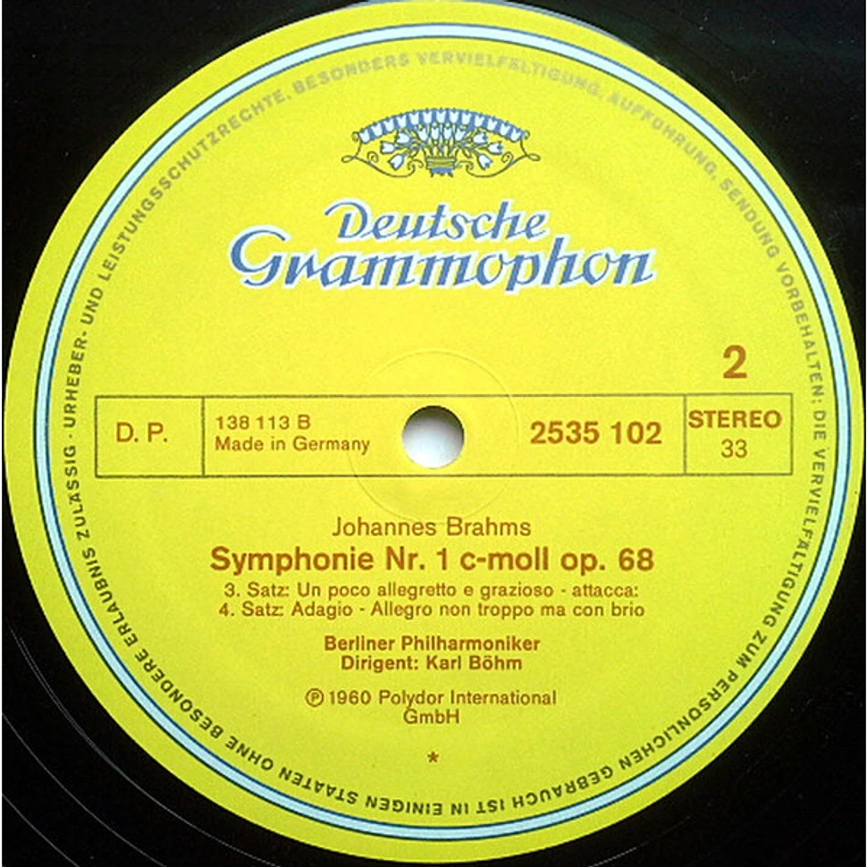 Johannes Brahms, Berliner Philharmoniker, Karl Böhm - Symphonie Nr. 1 ...