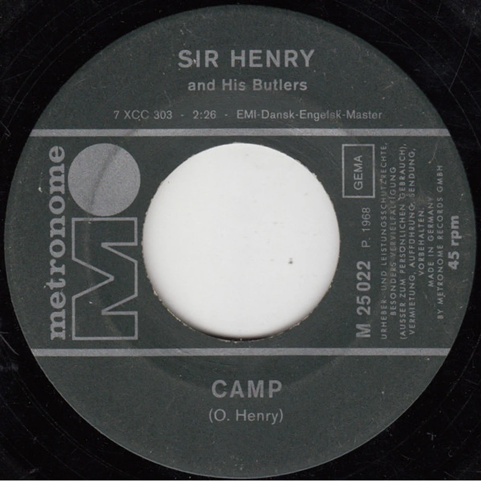 Sir Henry & His Butlers - Camp - Vinyl 7" - 1968 - DE - Original | HHV