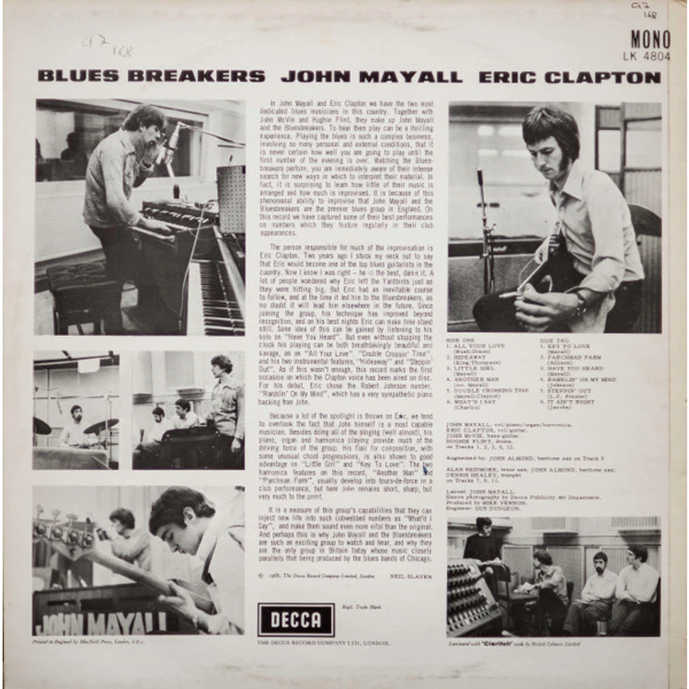 John Mayall With Eric Clapton - Blues Breakers - Vinyl LP - 1967 - UK ...