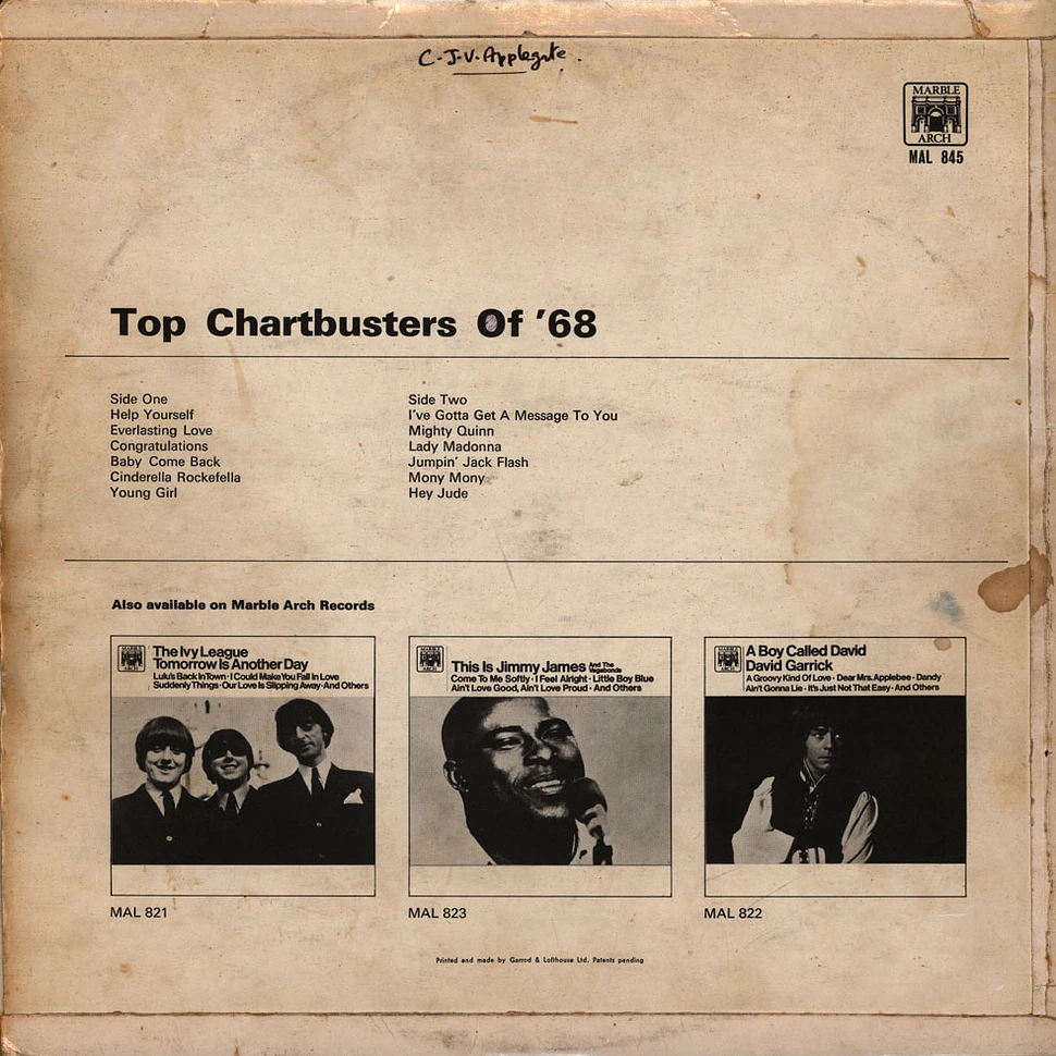 The Chartbusters - Top Chartbusters Of '68 - Vinyl LP - 1968 - UK ...