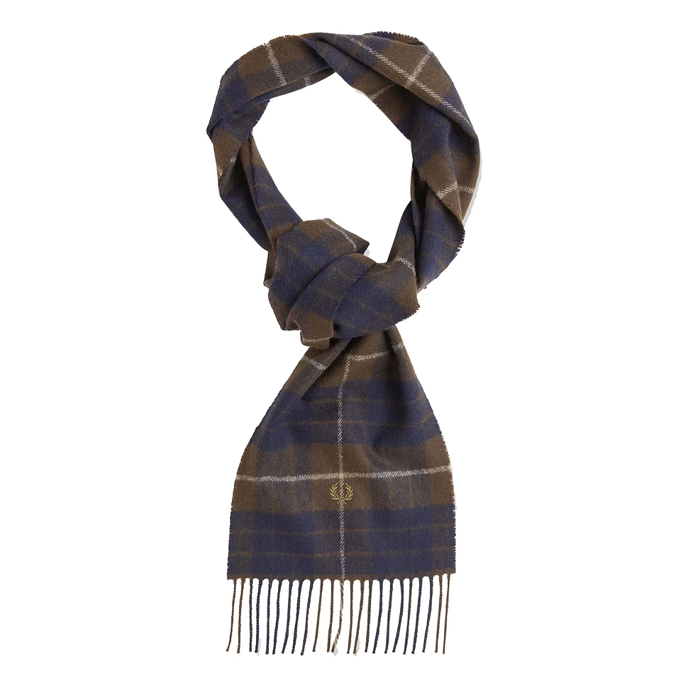 Fred Perry - Lambswool Tartan Scarf (Made in England) (Burnt Tobacco) | HHV
