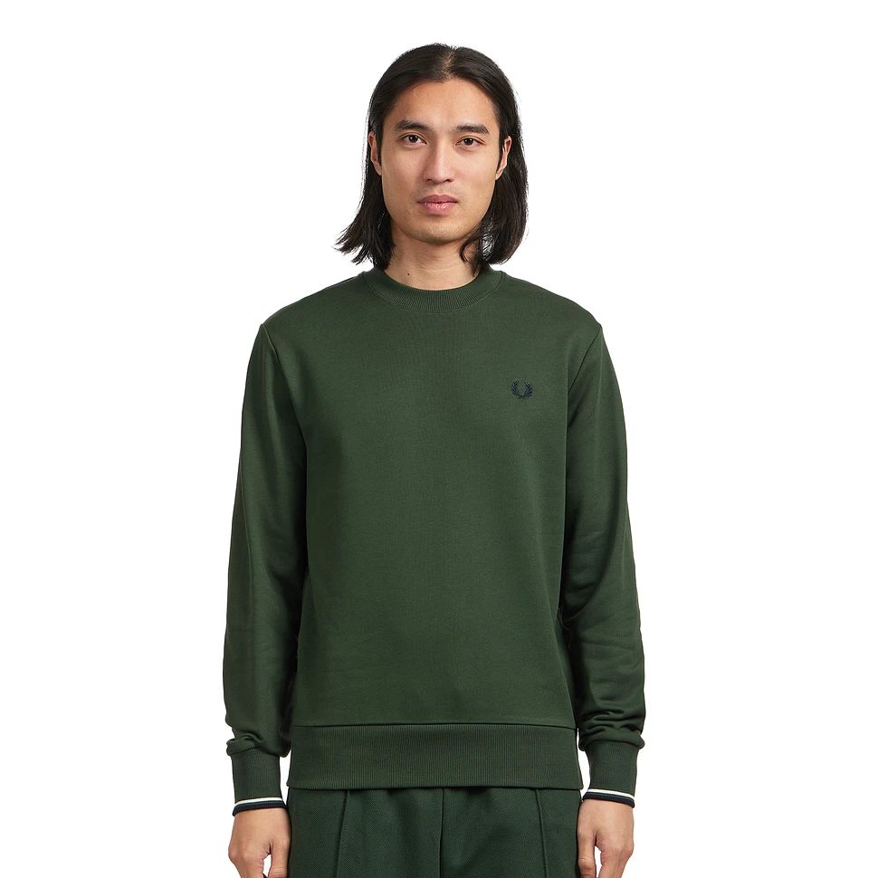Fred Perry - Crew Neck Sweatshirt (Court Green / Snow White / Navy) | HHV