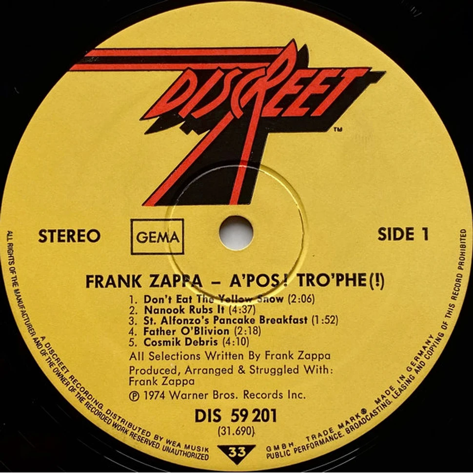Frank Zappa - Apostrophe (') - Vinyl LP - 1974 - DE - Original | HHV