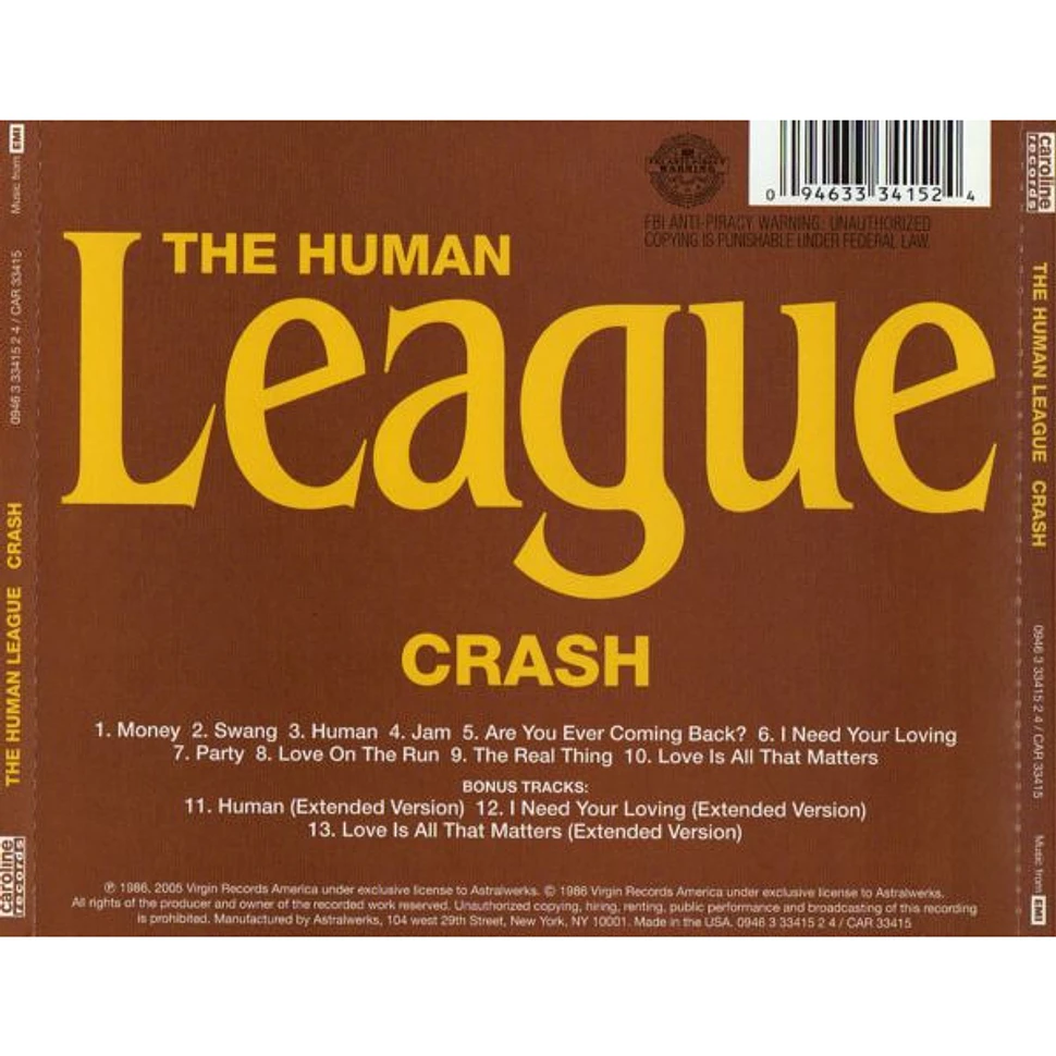 The Human League - Crash - CD - 2005 - US - Reissue | HHV
