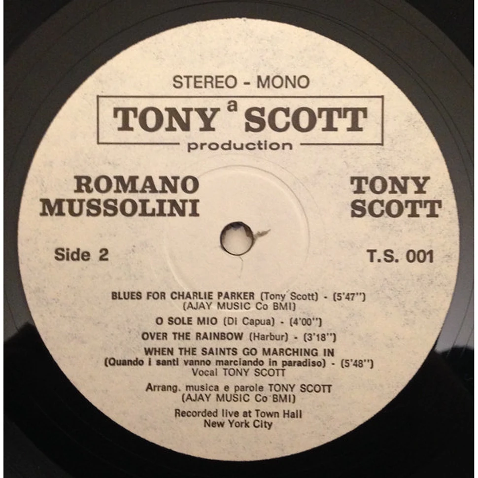 Romano Mussolini, Tony Scott - Romano Mussolini / Tony Scott - Vinyl LP ...