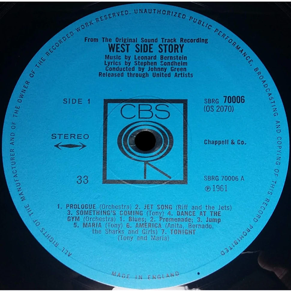Leonard Bernstein - West Side Story (The Original Sound Track Recording) - Vinyl LP - UK ...