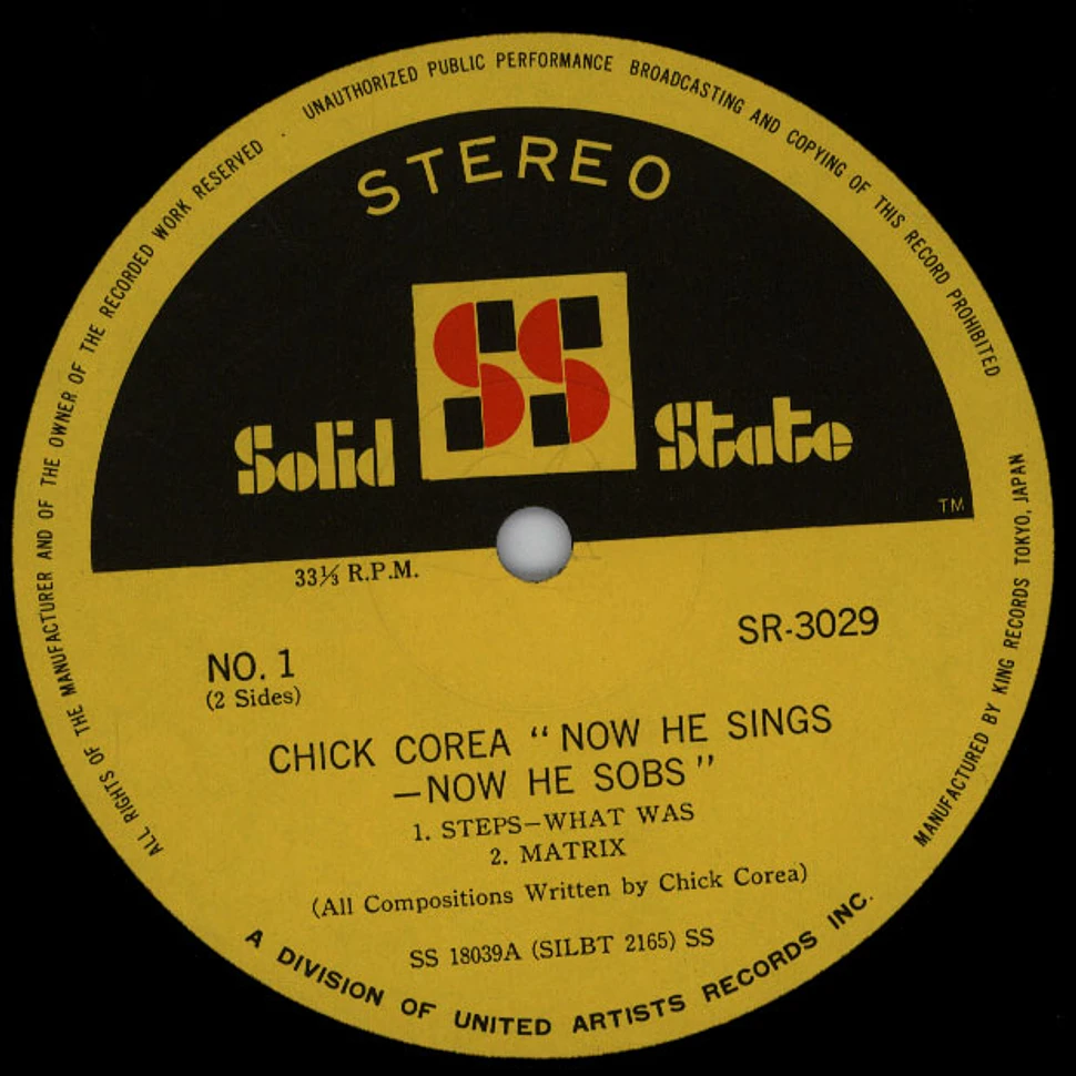 Chick Corea - Now He Sings, Now He Sobs - Vinyl LP - 1969 - JP - Original | HHV