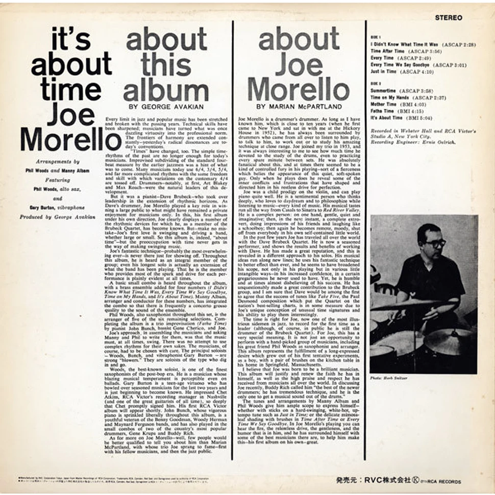 Joe Morello - It's About Time - Vinyl LP - 1973 - JP - Reissue | HHV