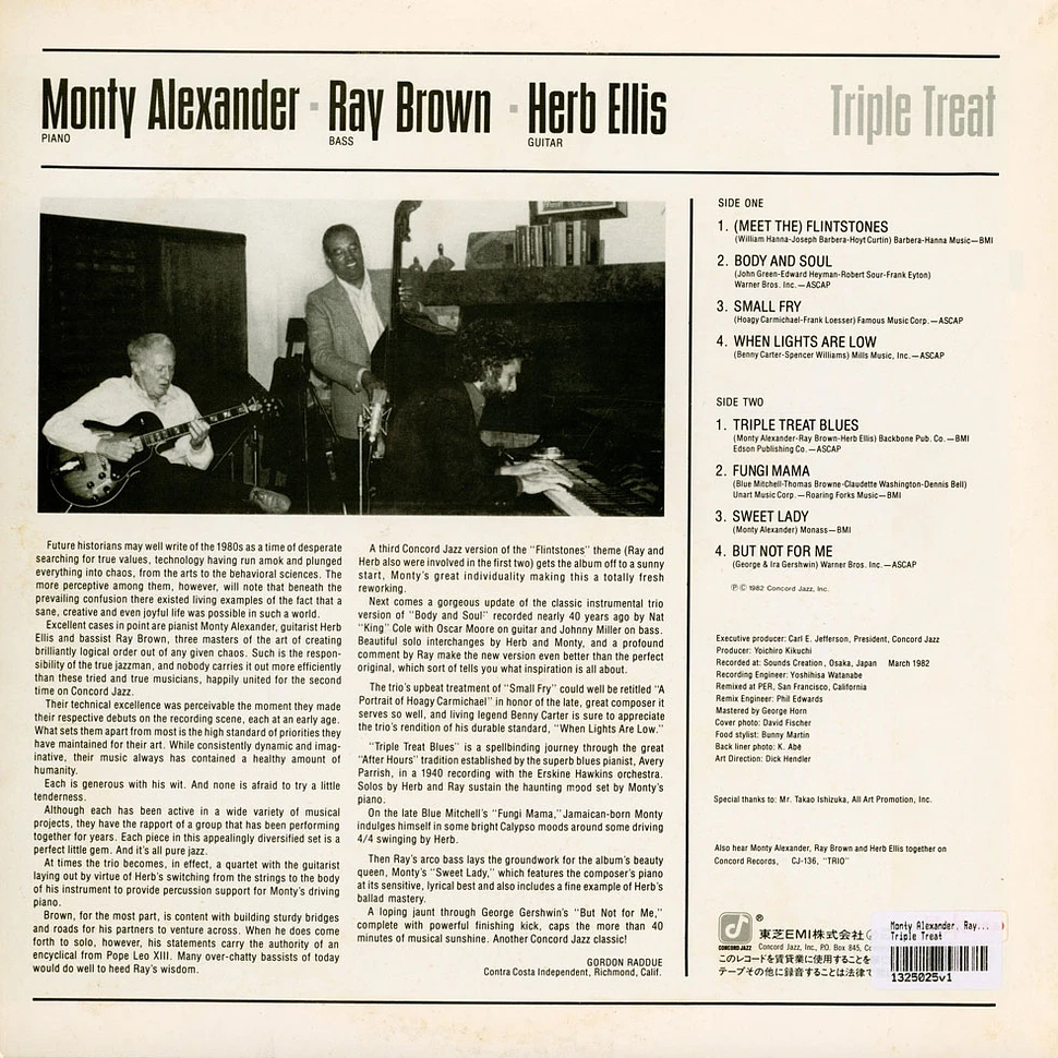 Monty Alexander, Ray Brown, Herb Ellis - Triple Treat - Vinyl LP - 1982 ...