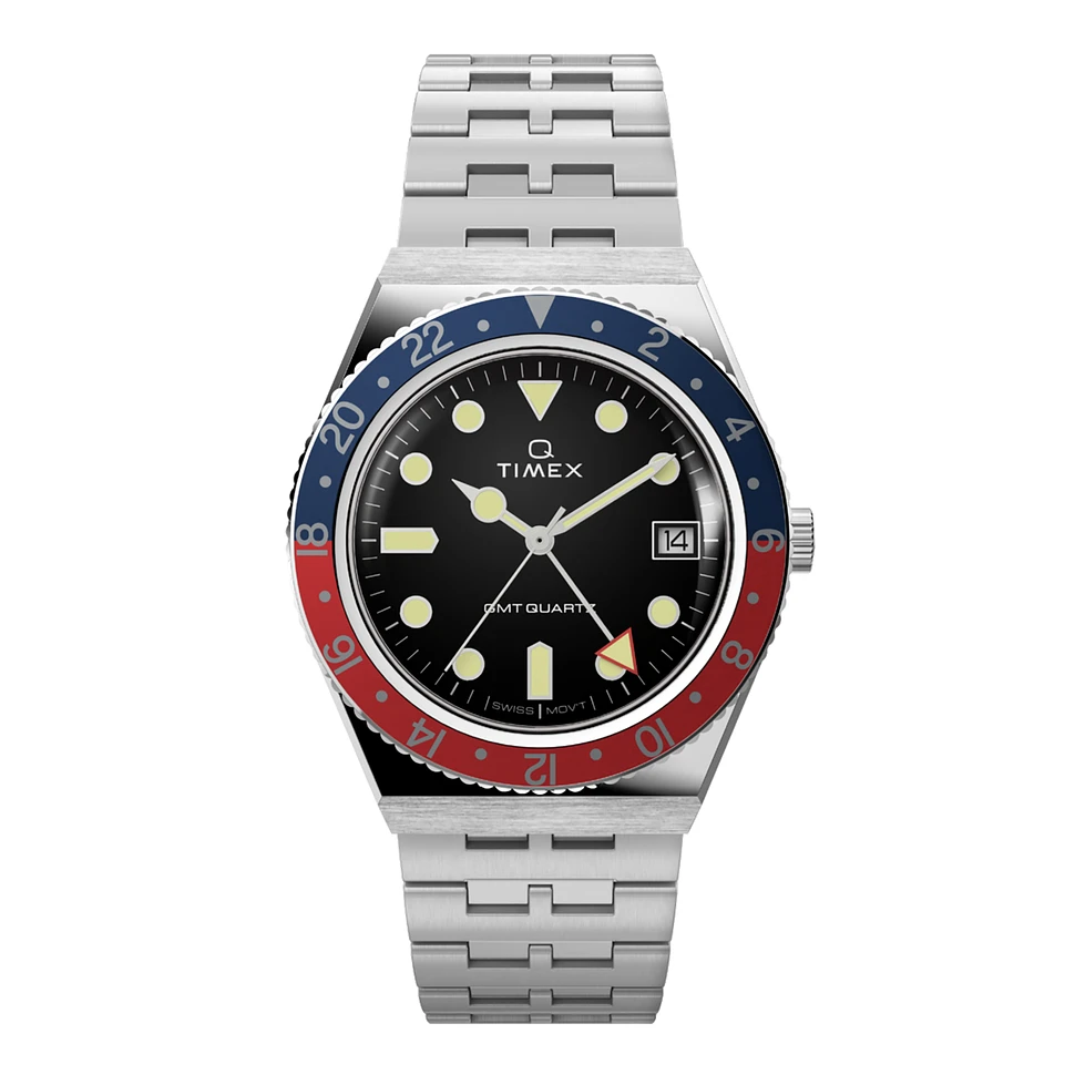 Timex Archive - Q Timex GMT Watch (Sst Case / Black Dial / Sst Bracelet ...