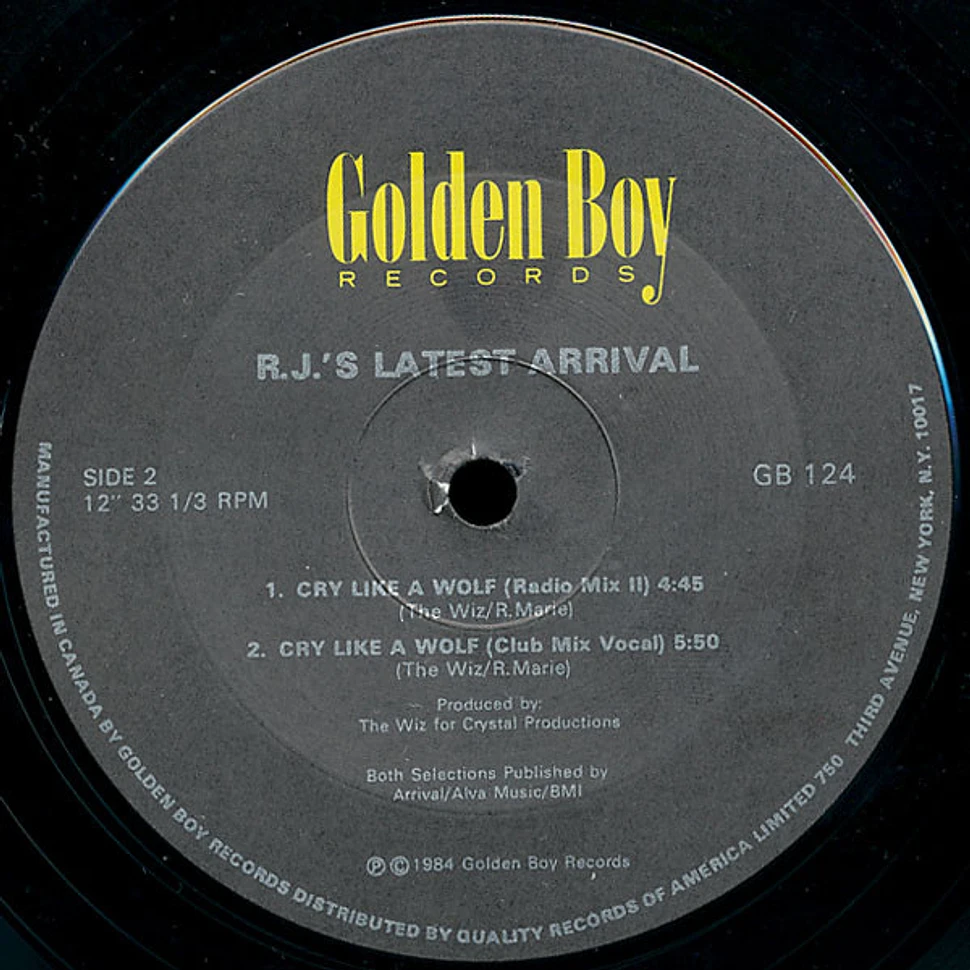 R.J.'s Latest Arrival - Cry Like A Wolf - Vinyl 12" - 1984 - US ...