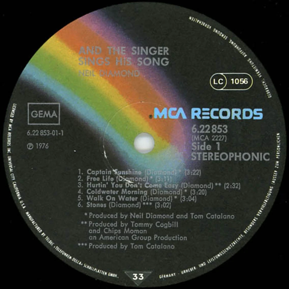 Neil Diamond - And The Singer Sings His Song - Vinyl LP - 1976 - DE ...