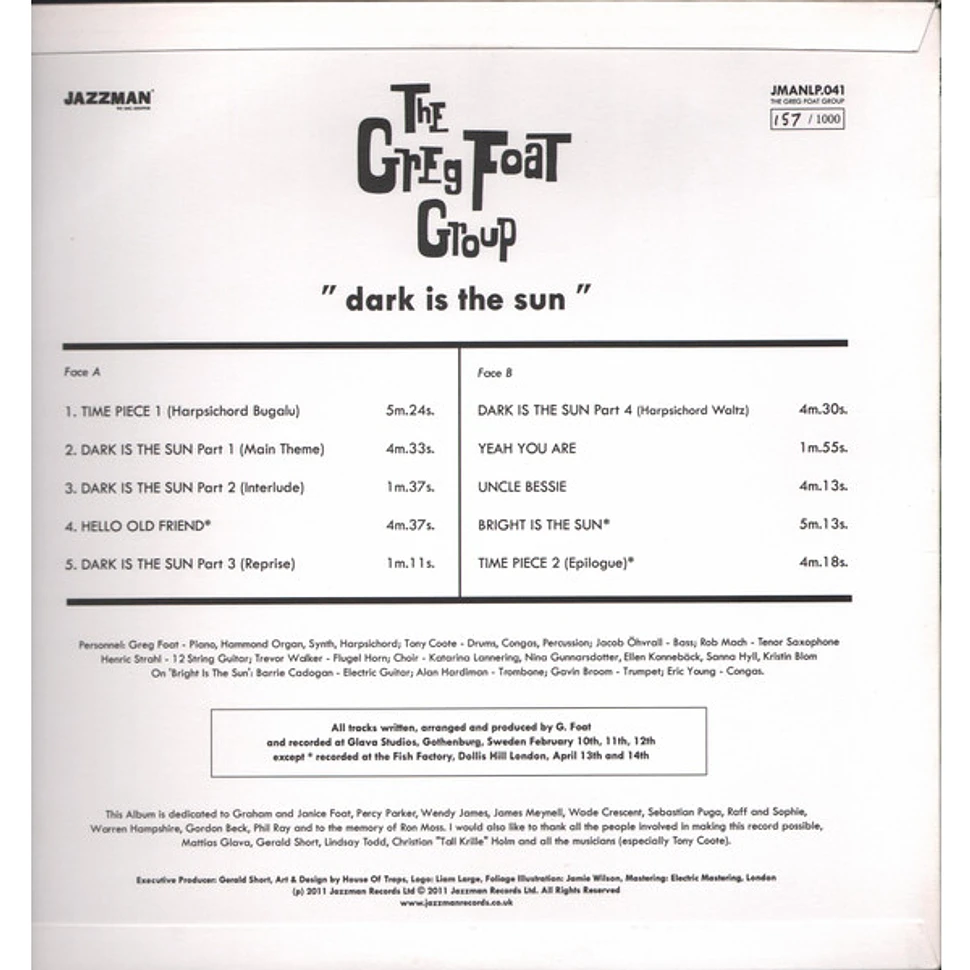 The Greg Foat Group - Dark Is The Sun - Vinyl LP - 2011 - UK - Original ...