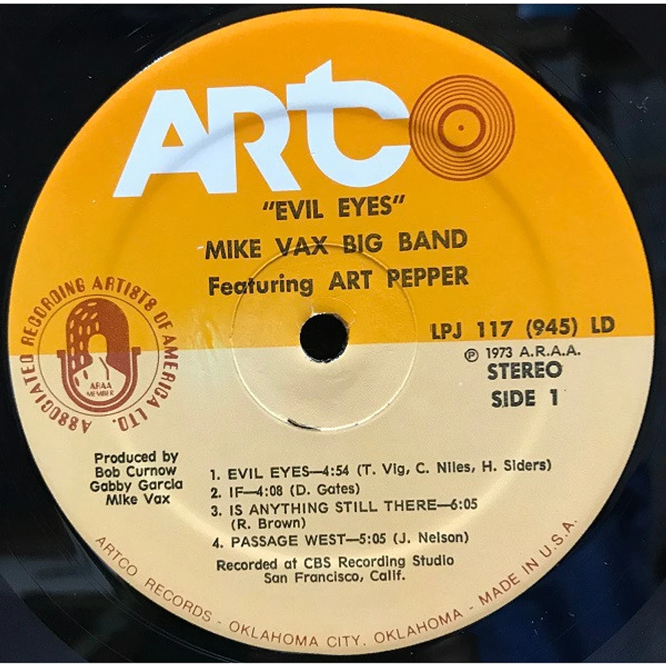The Mike Vax Big Band Featuring Art Pepper - Evil Eyes - Vinyl LP ...