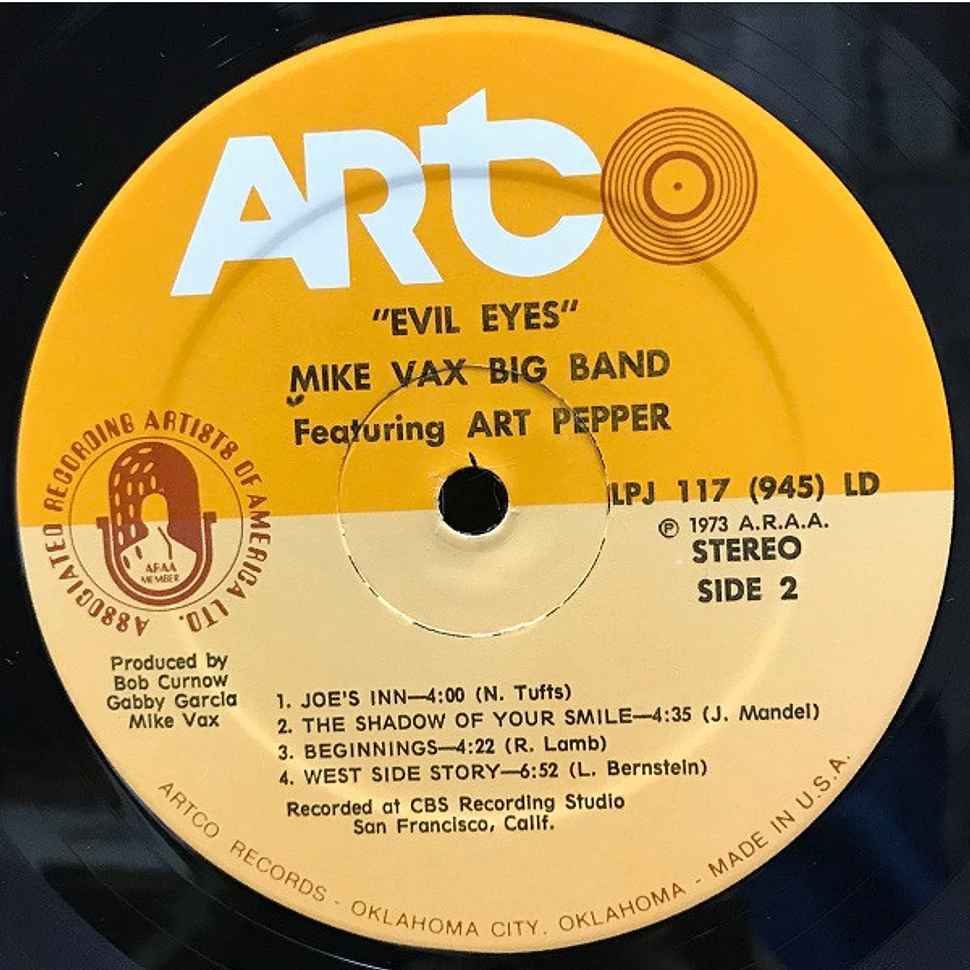 The Mike Vax Big Band Featuring Art Pepper - Evil Eyes - Vinyl LP ...