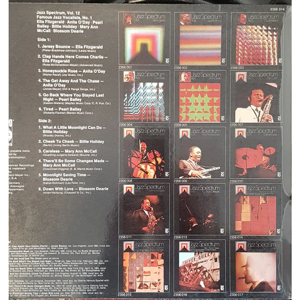 Ella Fitzgerald, Anita O'Day, Pearl Bailey, Billie Holiday, Mary Ann McCall, Blossom Dearie ...