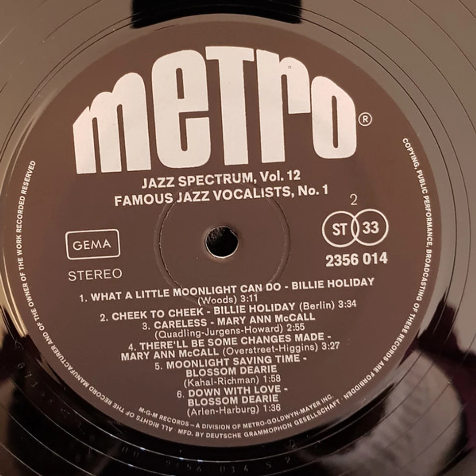 Ella Fitzgerald, Anita O'Day, Pearl Bailey, Billie Holiday, Mary Ann McCall, Blossom Dearie ...