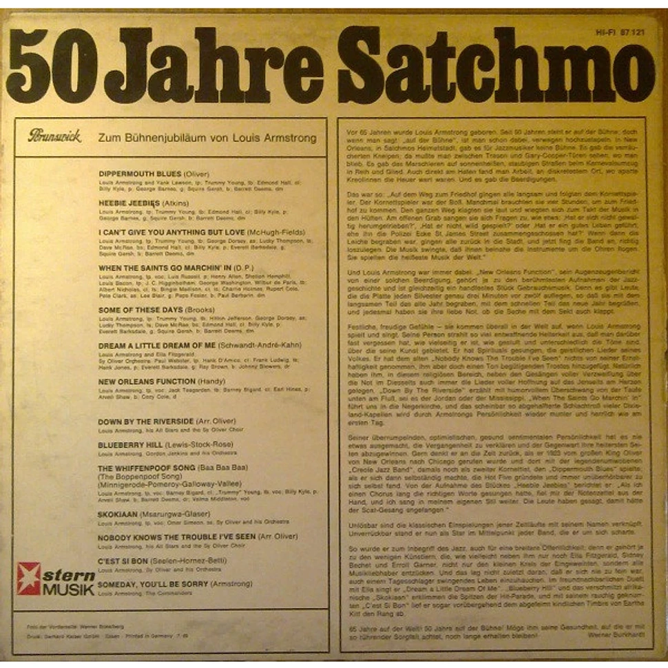 Satchmo - 50 Jahre Satchmo - Zum Bühnenjubiläum Von Louis Armstrong ...