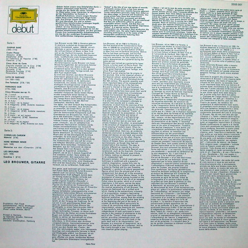 Leo Brouwer, Gaspar Sanz, Luis de Narváez, Fernando Sor, Cornelius ...