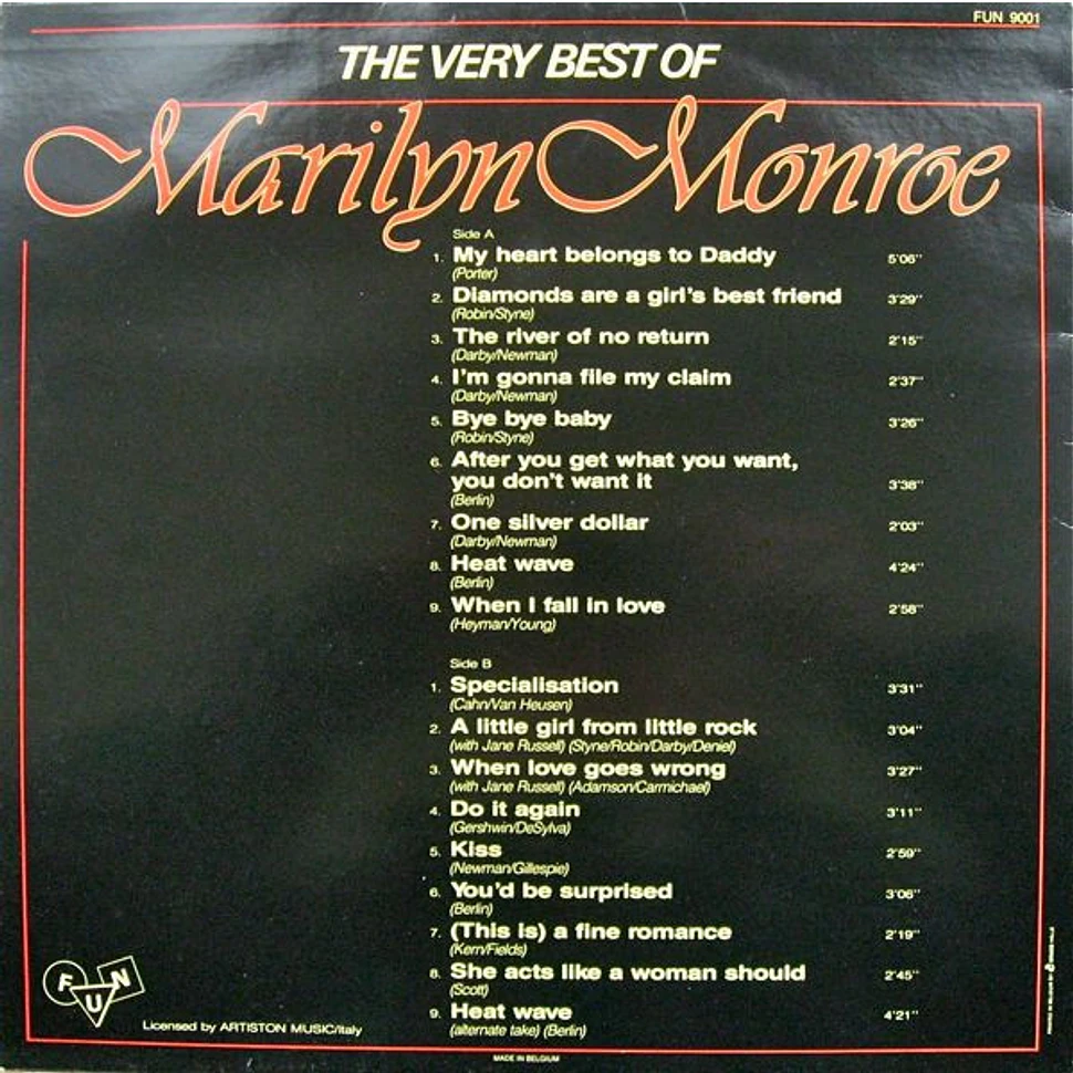 Marilyn Monroe - The Very Best Of Marilyn Monroe - Vinyl LP - Original ...