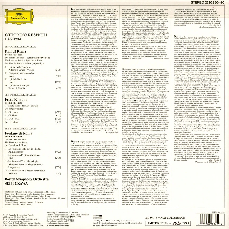 Seiji Ozawa & Boston Symphony Orchestra - Respighi: Pini Di Roma ...