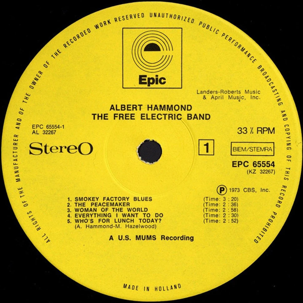 Albert Hammond - The Free Electric Band - Vinyl LP - 1973 - EU ...