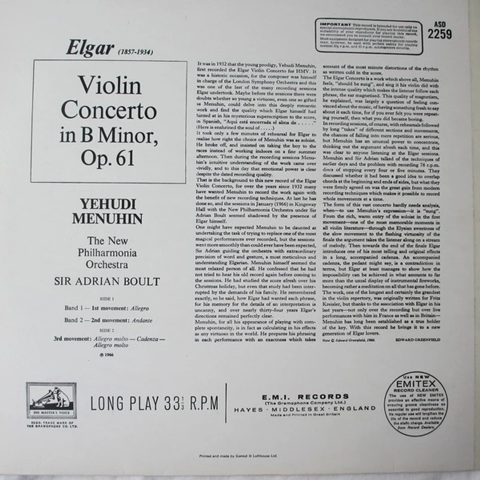 Yehudi Menuhin, Sir Adrian Boult, New Philharmonia Orchestra, Sir ...