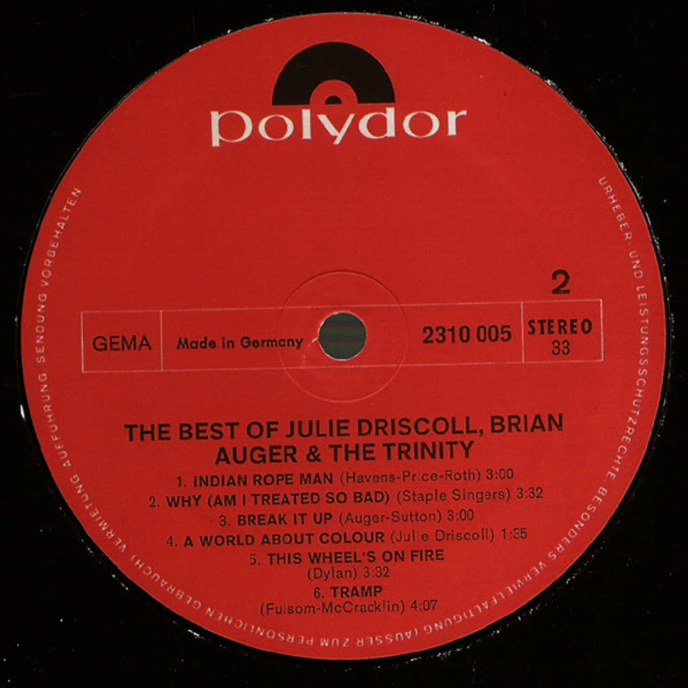 Julie Driscoll, Brian Auger & The Trinity - The Best Of Julie Driscoll ...