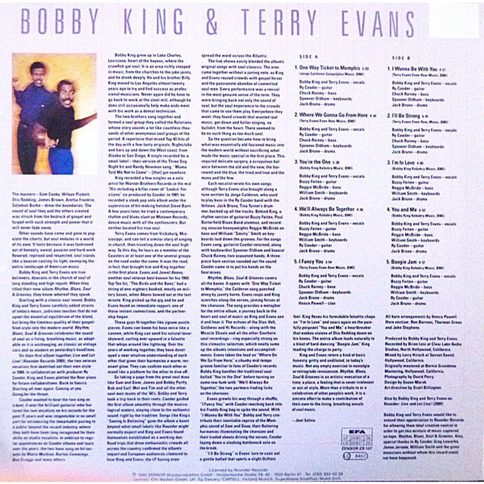 Bobby King & Terry Evans - Rhythm, Blues, Soul & Grooves - Vinyl LP ...